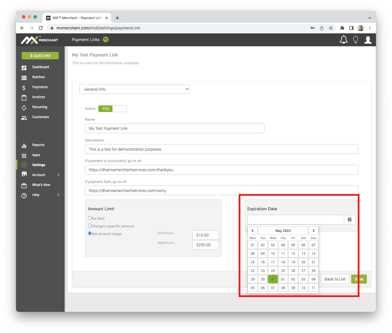 MX Merchant - Payment Links - Dharma Merchant Services