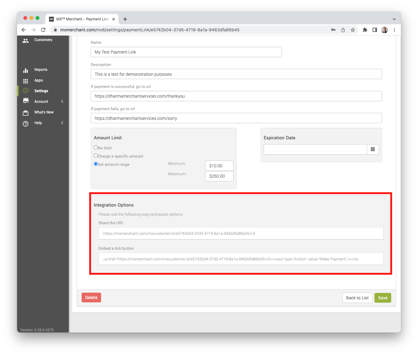 MX Merchant - Payment Links - Dharma Merchant Services